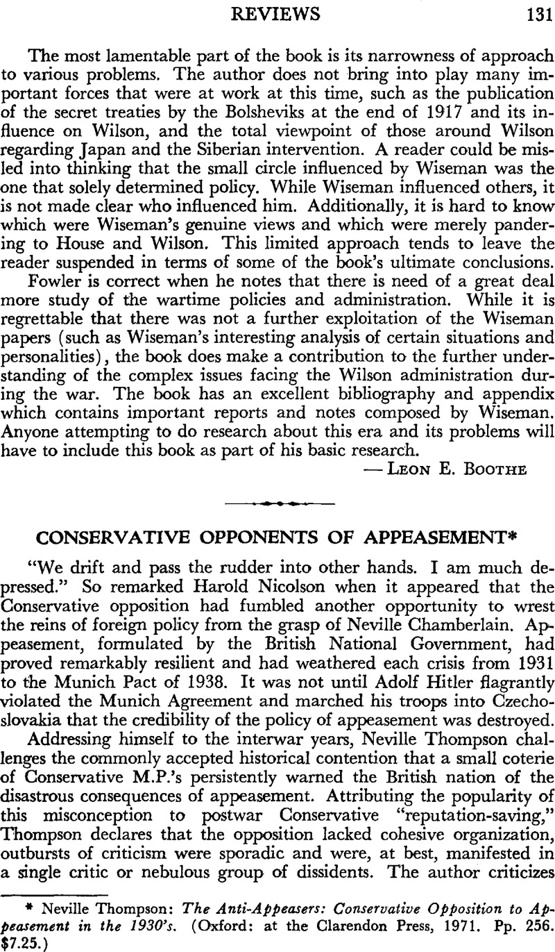 Conservative Opponents of Appeasement - Neville Thompson: The Anti ...