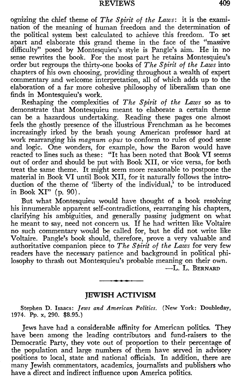Jewish Activism - Stephen D. Isaacs: Jews and American Politics. (New ...