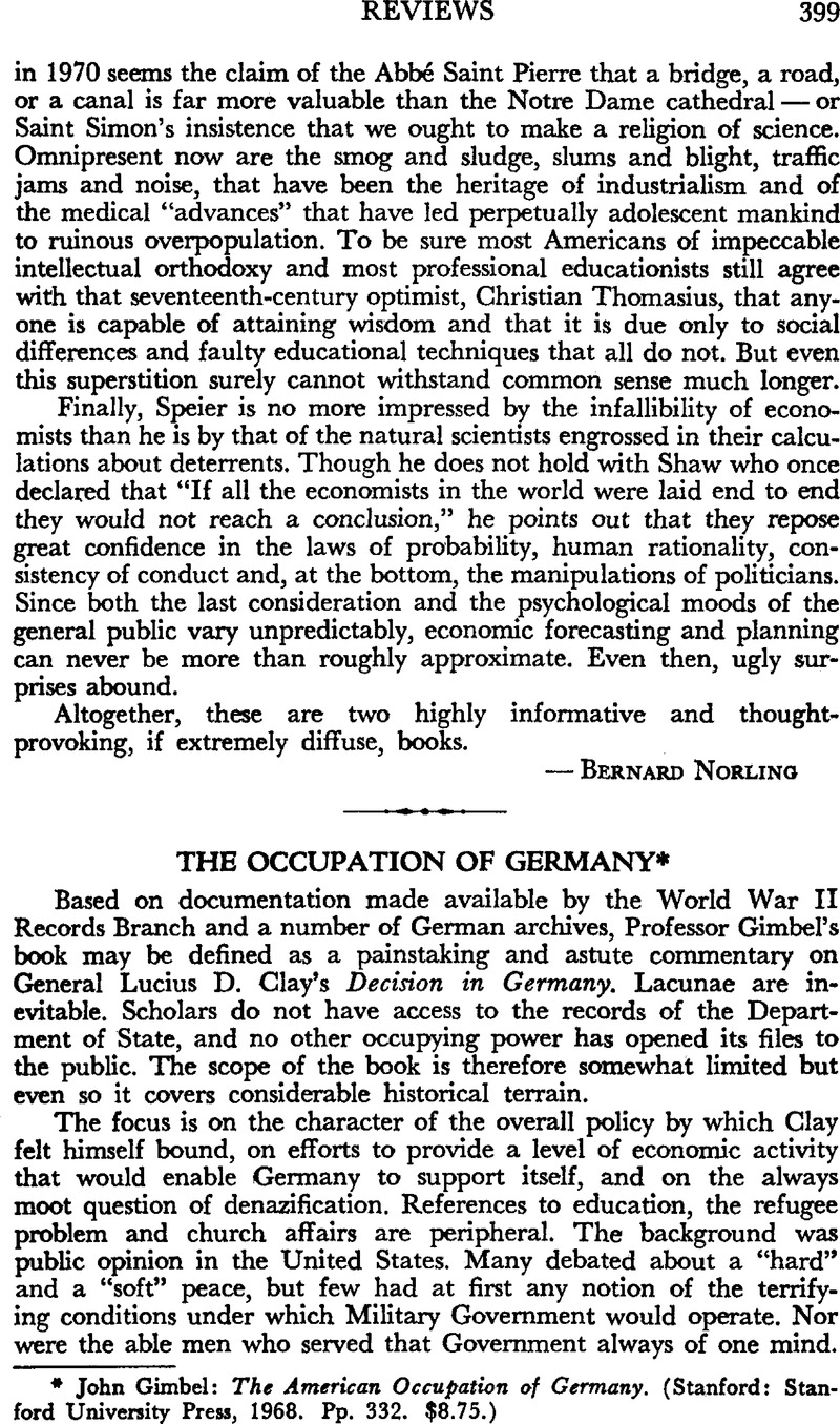 The Occupation of Germany - *John Gimbel: The American Occupation of ...