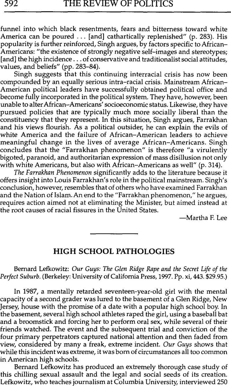 High School Pathologies - Bernard Lefkowitz: Our Guys: The Glen Ridge ...