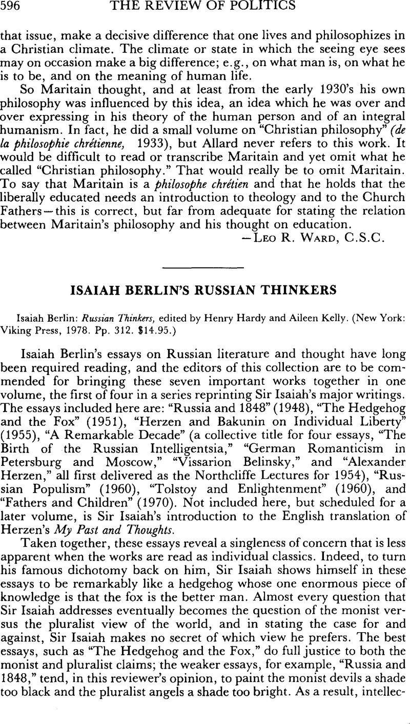 Isaiah Berlin's Russian Thinkers - Isaiah Berlin: Russian Thinkers ...