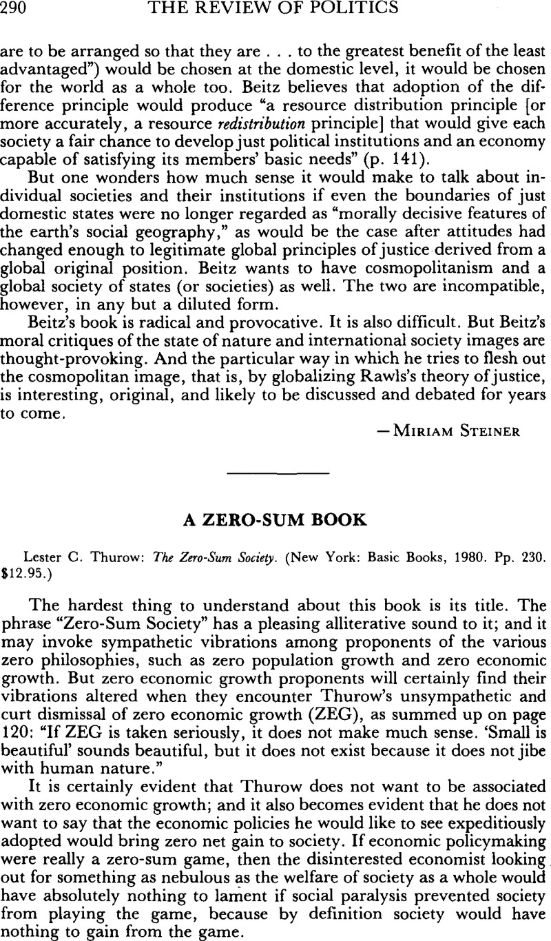 A Zero-Sum Book - Lester C. Thurow: The Zero-Sum Society. (New York ...