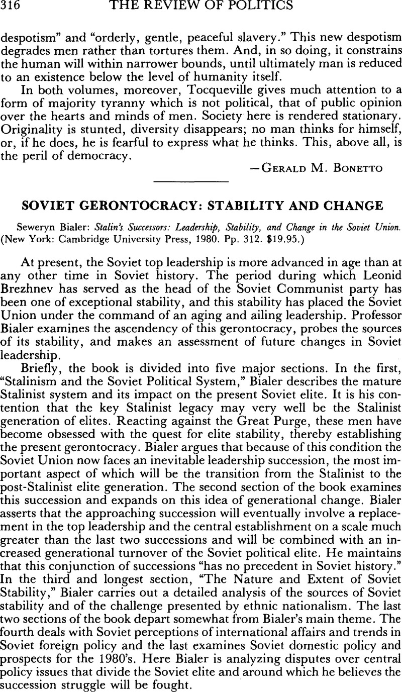 Soviet Gerontocracy: Stability and Change - Seweryn Bialer: Stalin's ...