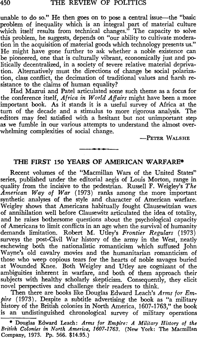 The First 150 Years of American Warfare - Douglas Edward Leach: Arms ...