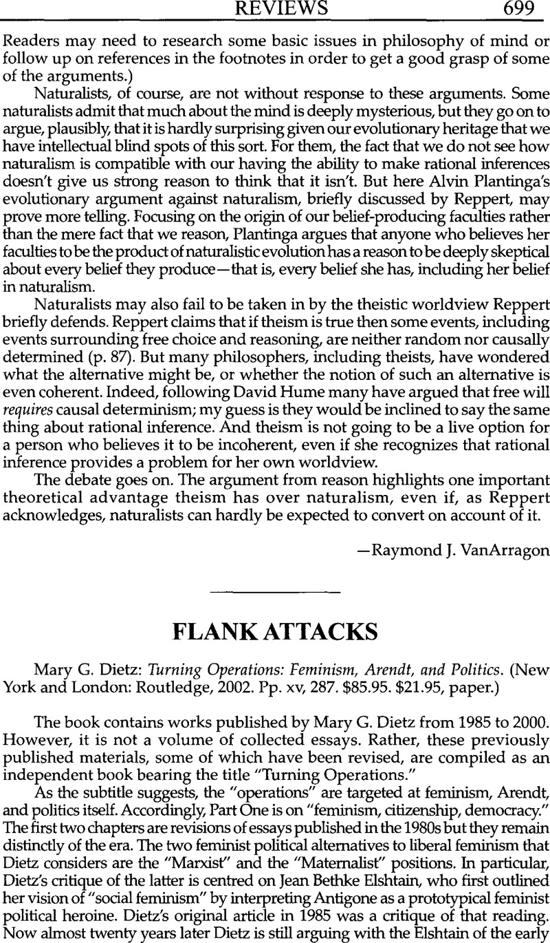 Flank Attacks - Mary G. Dietz: Turning Operations: Feminism, Arendt ...