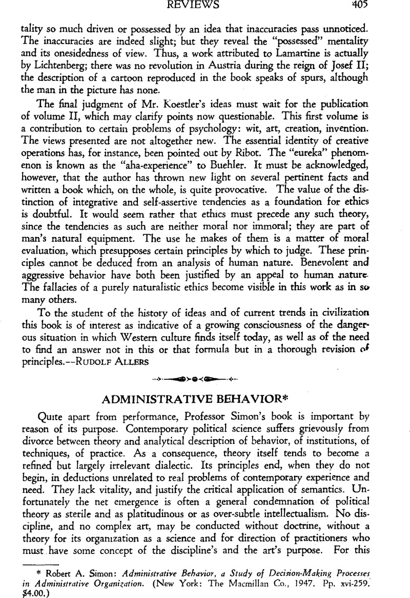 Administrative Behavior - *Robert A. Simon: Administrative Behavior, a ...