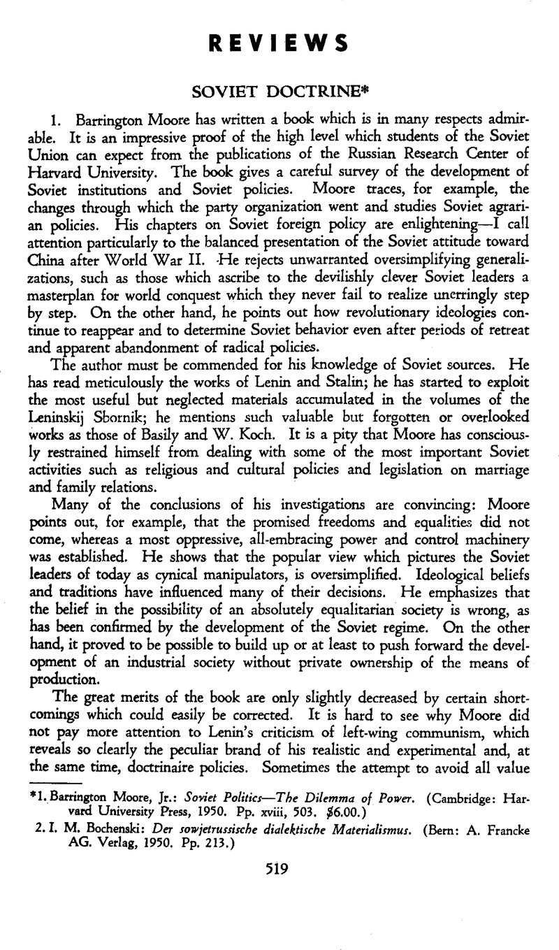 Soviet Doctrine - 1. Barrington MooreJr.: Soviet Politics—The Dilemma ...