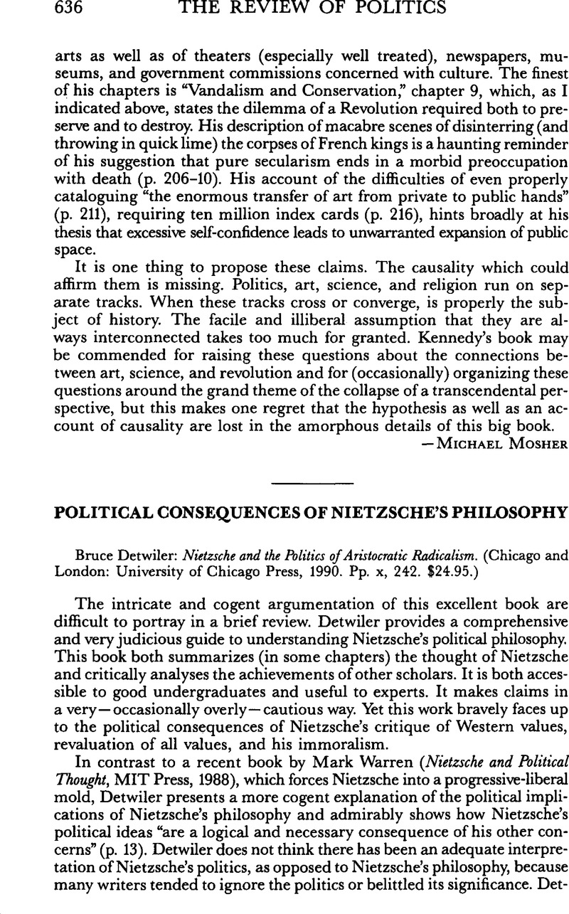Political Consequences of Nietzsche's Philosophy - Bruce Detwiler ...