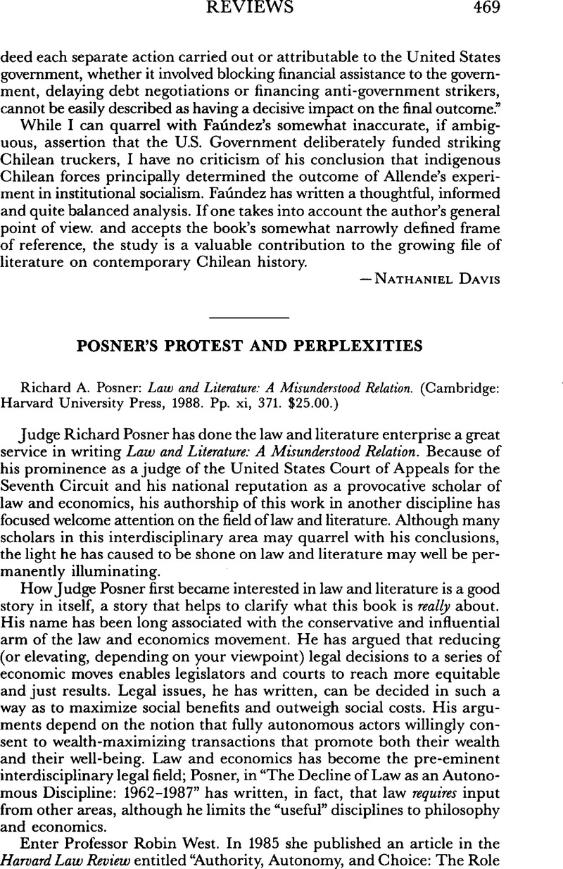 Posner's Protest and Perplexities - Richard A. Posner: Law and ...