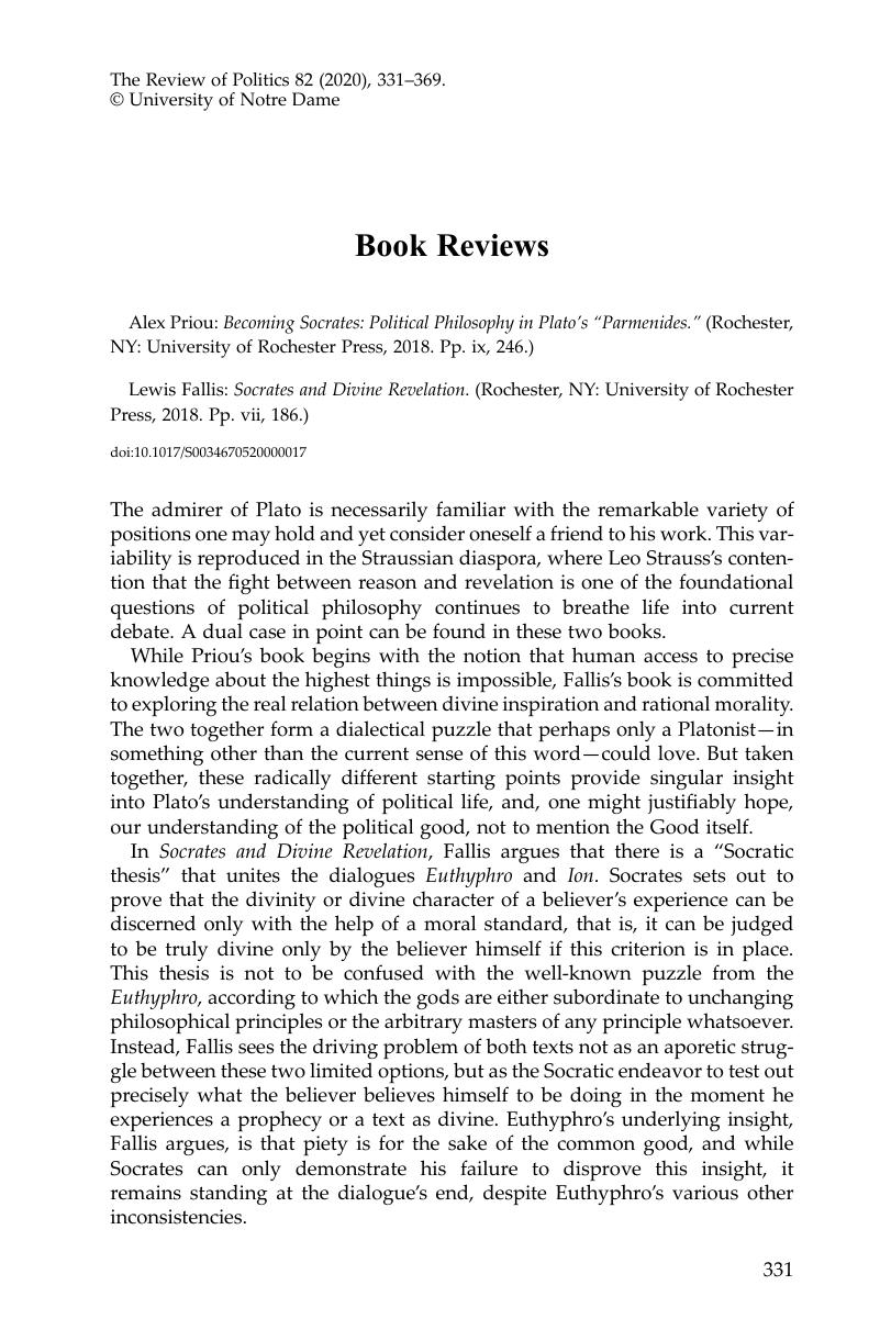 Alex Priou: Becoming Socrates: Political Philosophy in Plato's ...