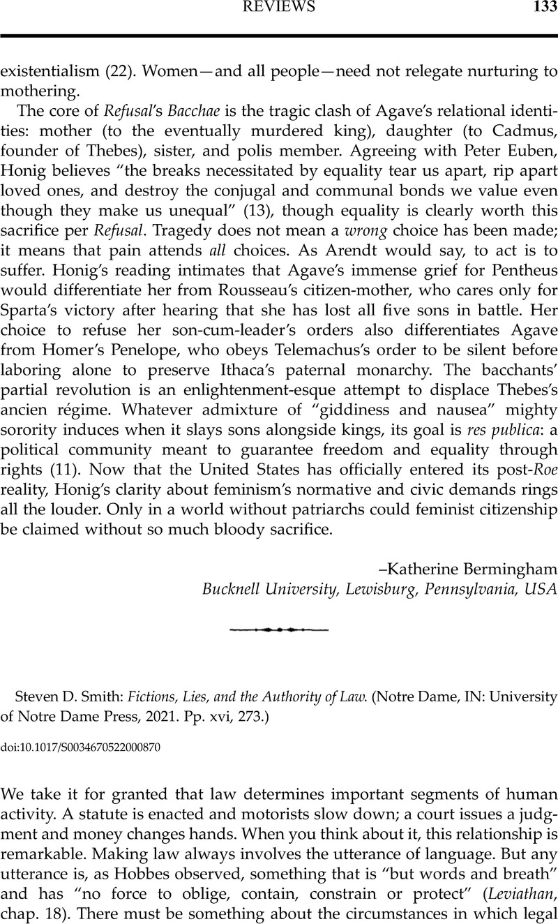 Steven D Smith Fictions Lies And The Authority Of Law Notre Dame