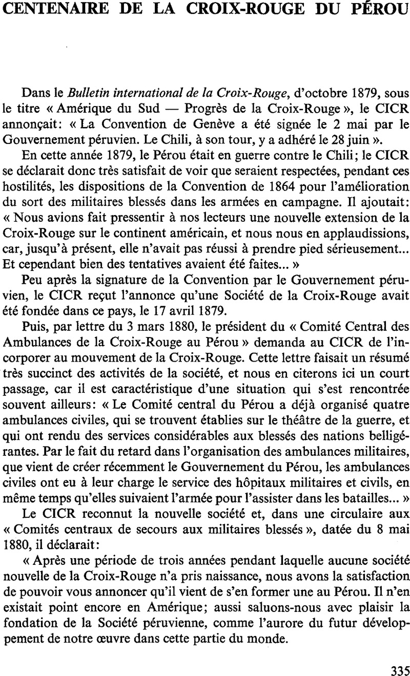 Centenaire de la Croix-Rouge du Pérou | International Review of the Red ...