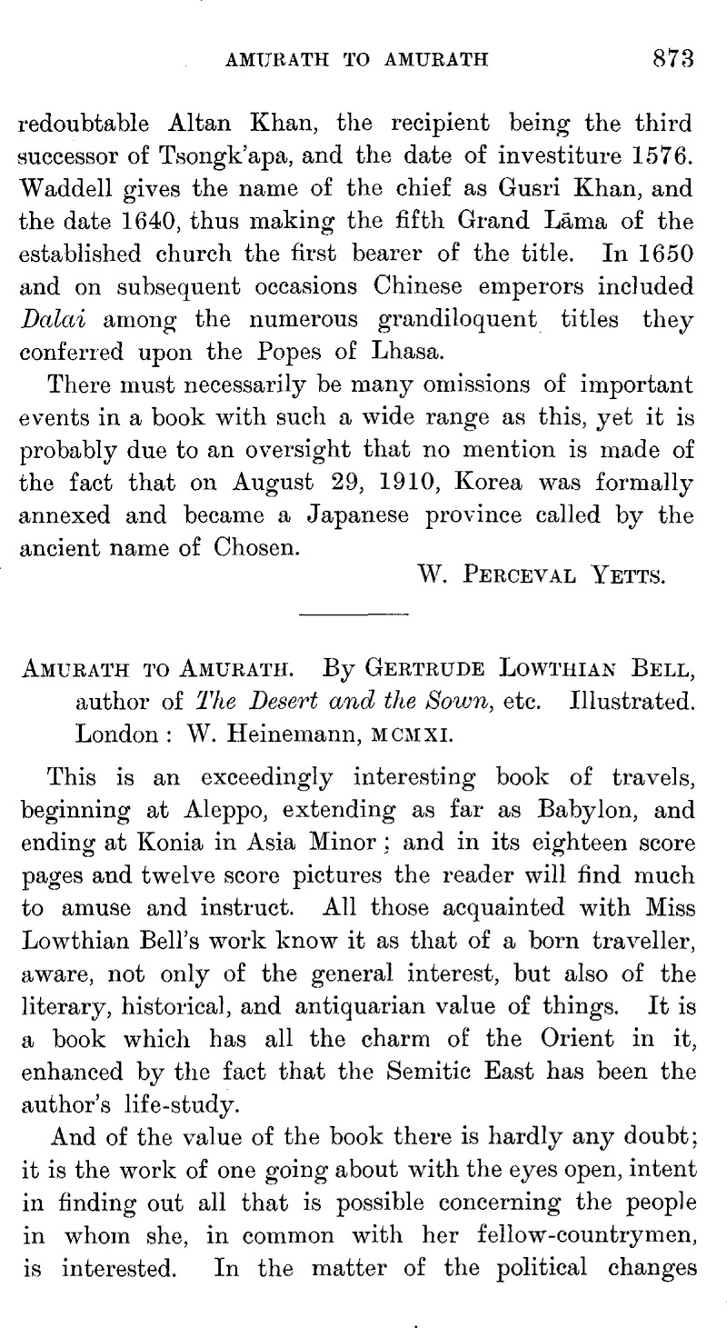 Amurath to Amurath. By Gertrude Lowthian Bell, author of The Desert and ...