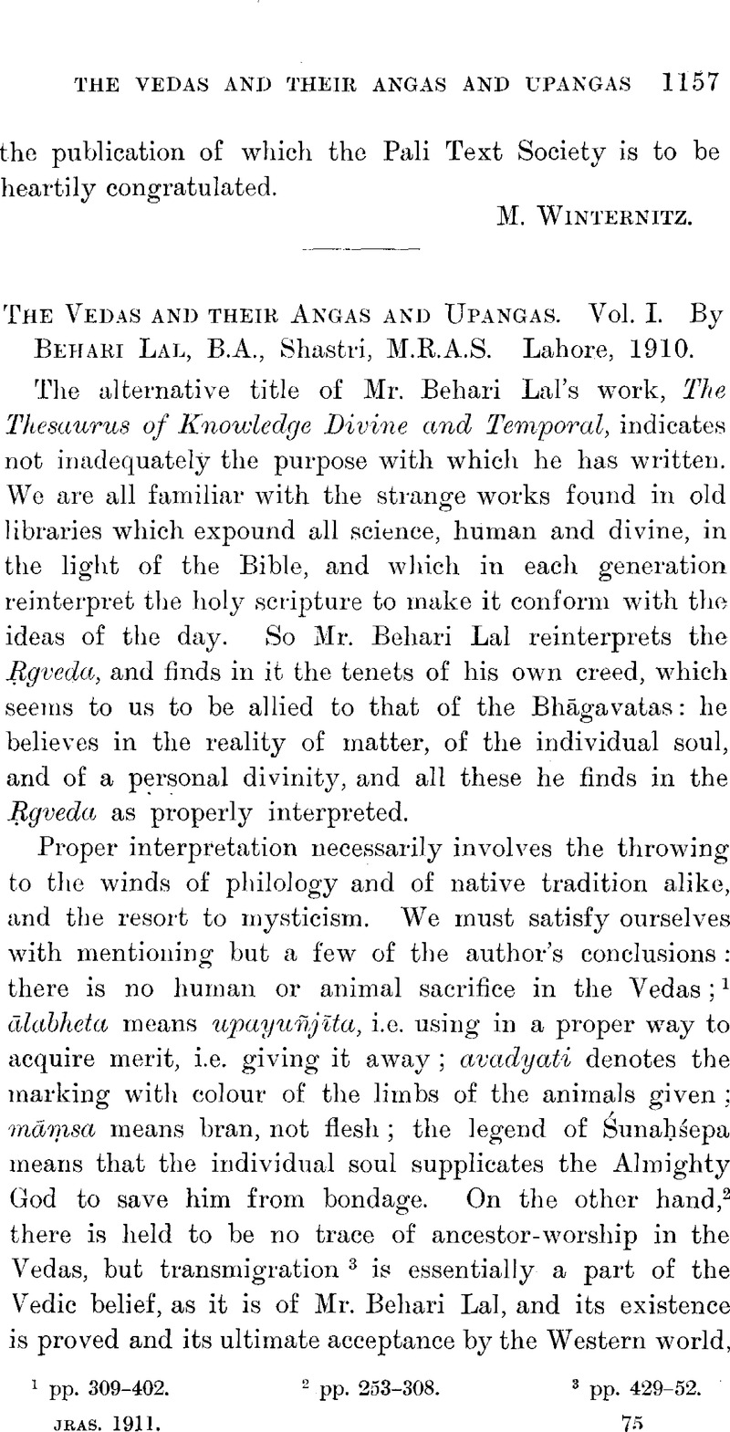 The Vedas and their Angas and Upangas. Vol. I. By Behari Lal, Shastri M ...
