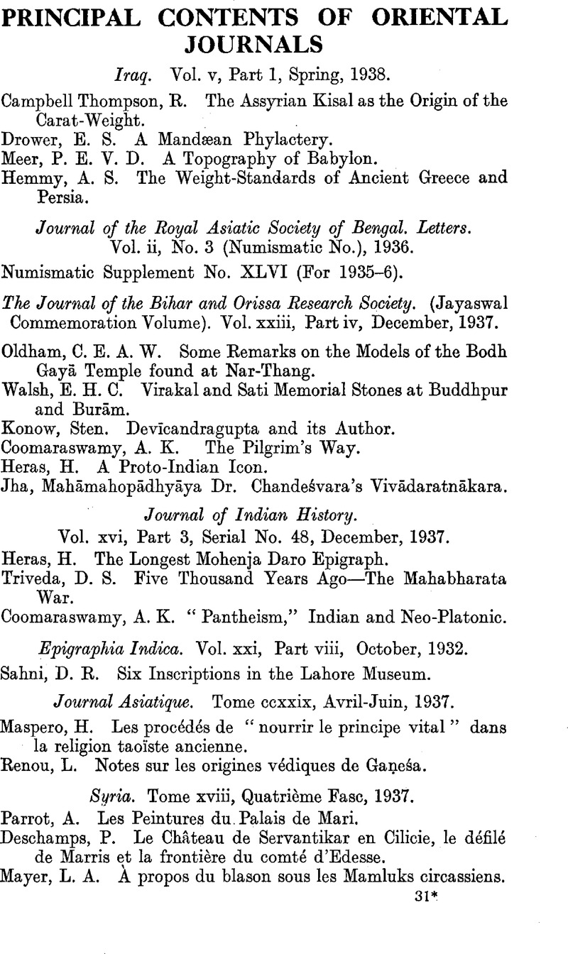 Principal Contents of Oriental Journals | Journal of the Royal Asiatic ...