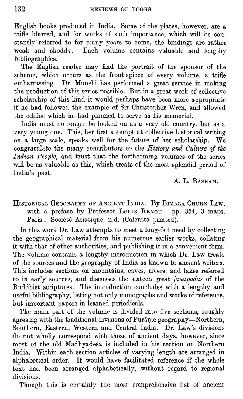 Historical Geography of Ancient India. By Bimala Churn Law, with a ...