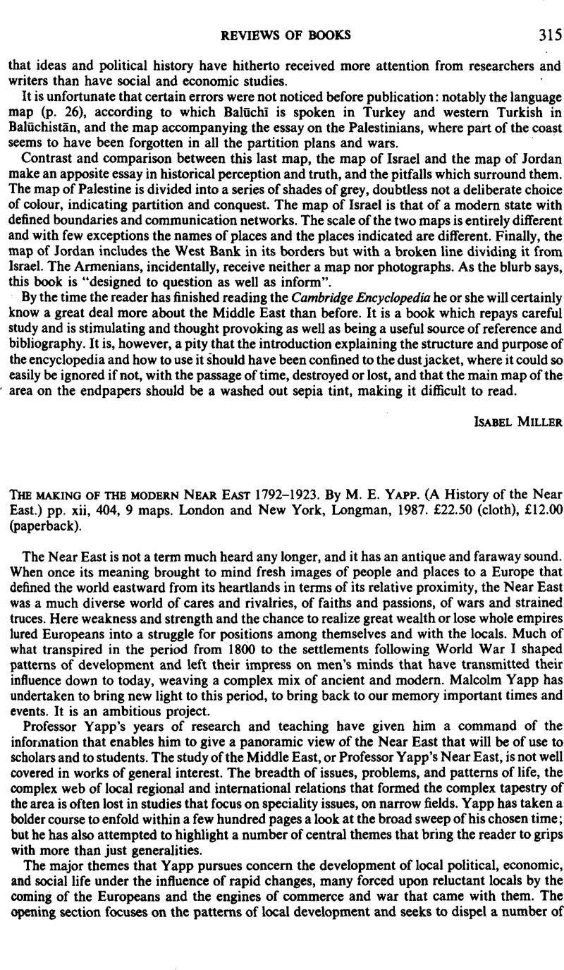The making of the modern Near East 1792–1923. By M. E. Yapp. (A History ...