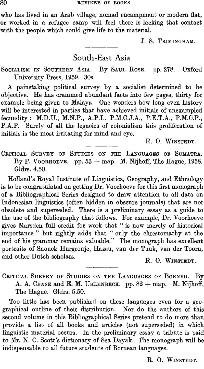 Critical Survey of Studies on the Languages of Borneo. By A. A. Cense ...