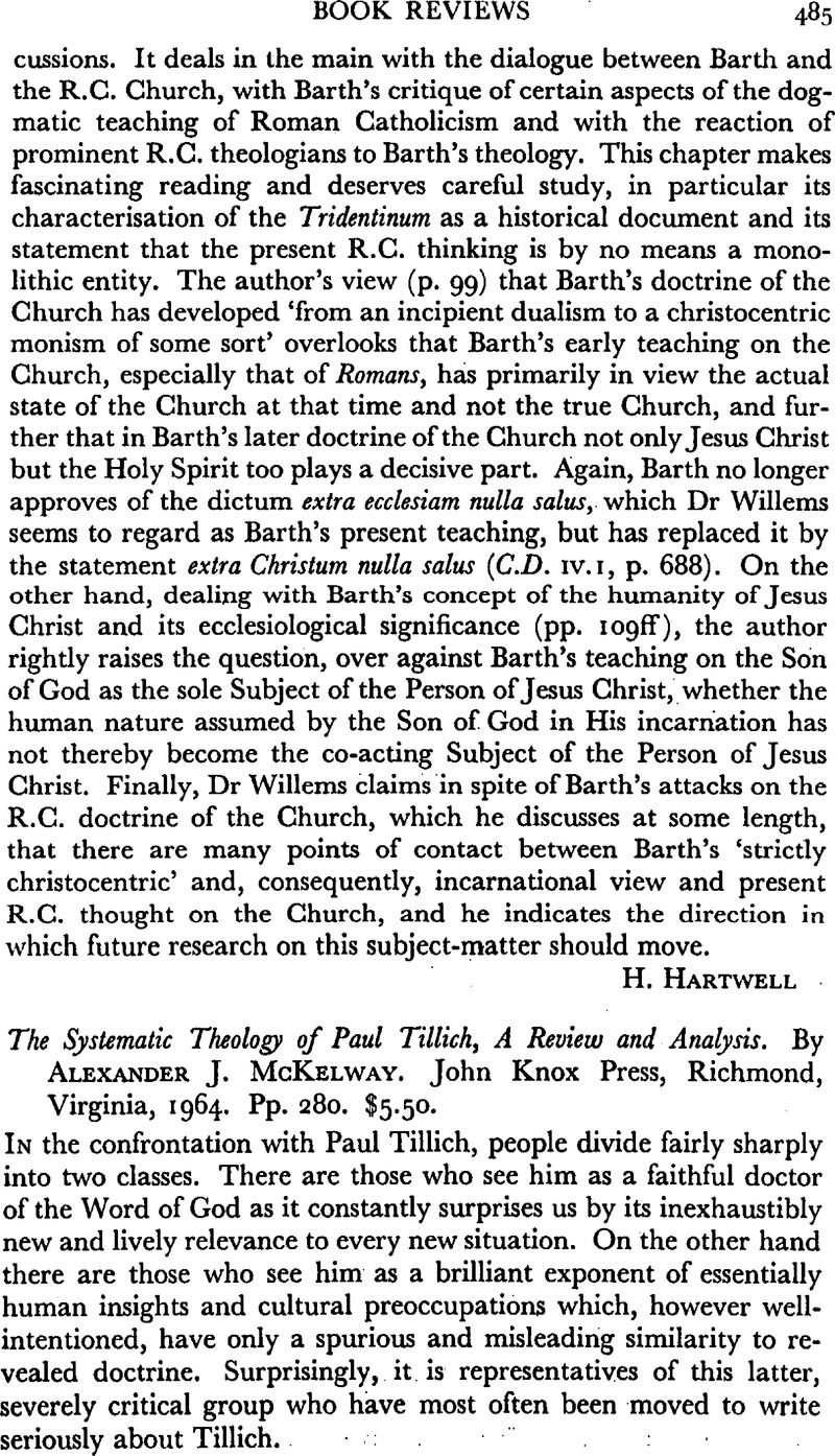 The Systematic Theology of Paul Tillich, A Review and Analysis. By ... The Systematic Theology of Paul Tillich, A Review and Analysis. By ...