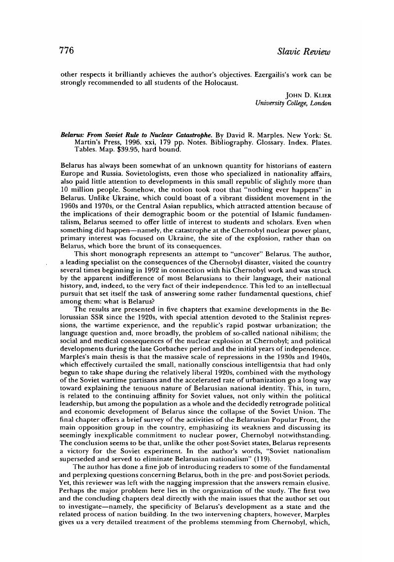 Belarus: From Soviet Rule to Nuclear Catastrophe. By David R. Marples ...