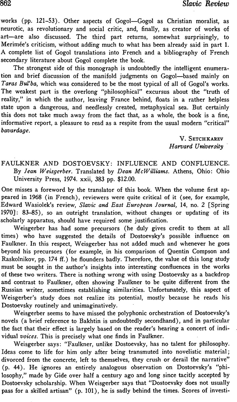 Faulkner And Dostoevsky: Influence And Confluence. By Jean Weisgerber ...