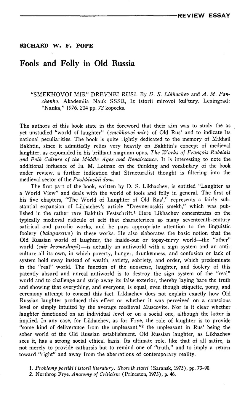 Fools and Folly in Old Russia | Slavic Review | Cambridge Core