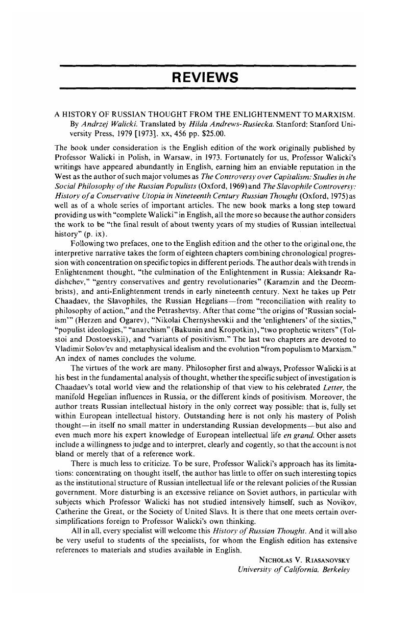 A History of Russian Thought From the Enlightenment to Marxism. By ...