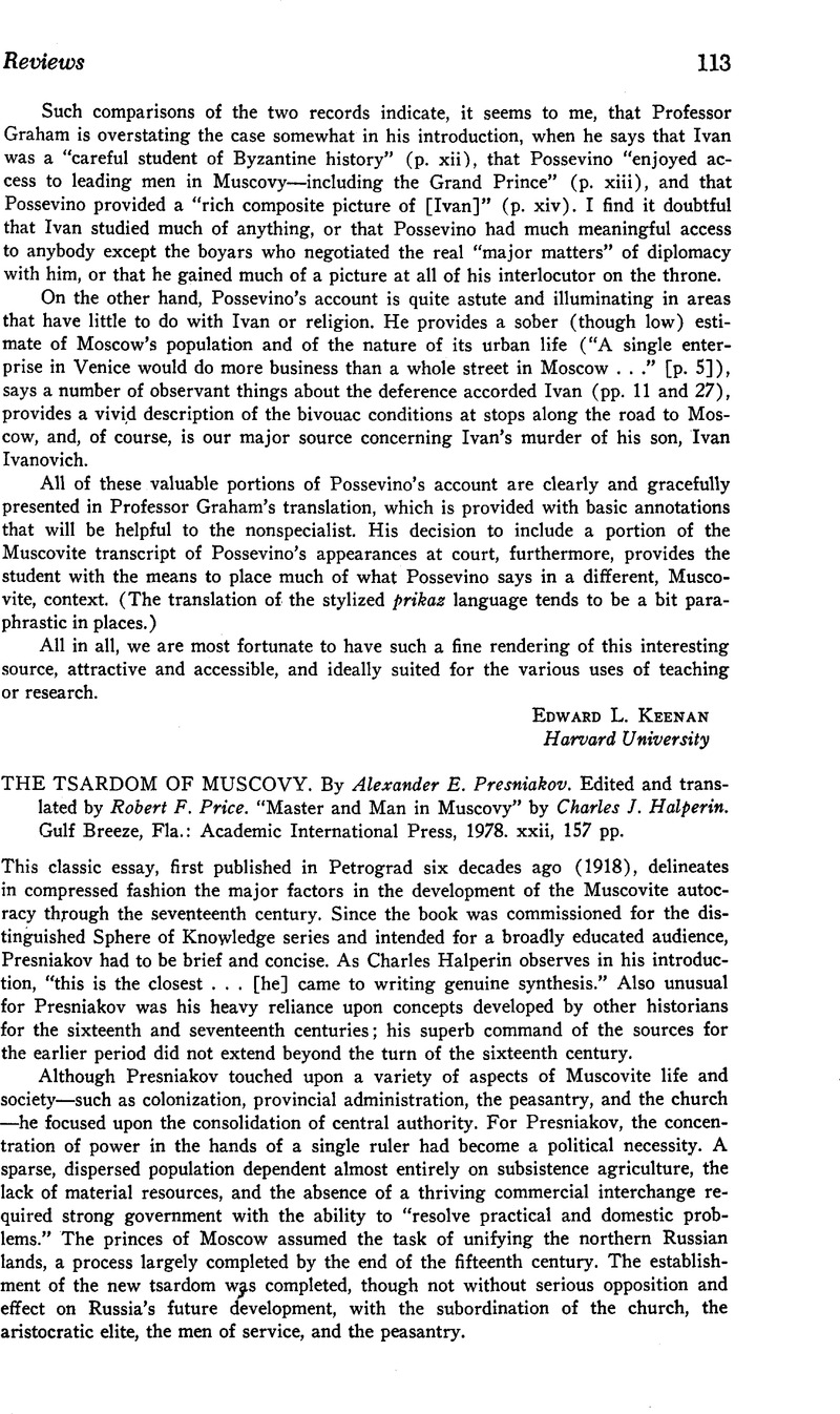 The Tsardom of Muscovy. By Alexander E. Presniakov. Edited and ...