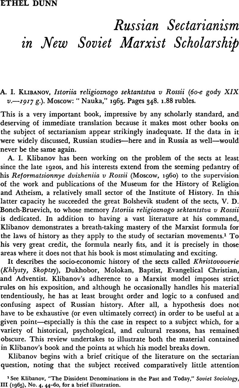 Russian Sectarianism in New Soviet Marxist Scholarship | Slavic Review ...
