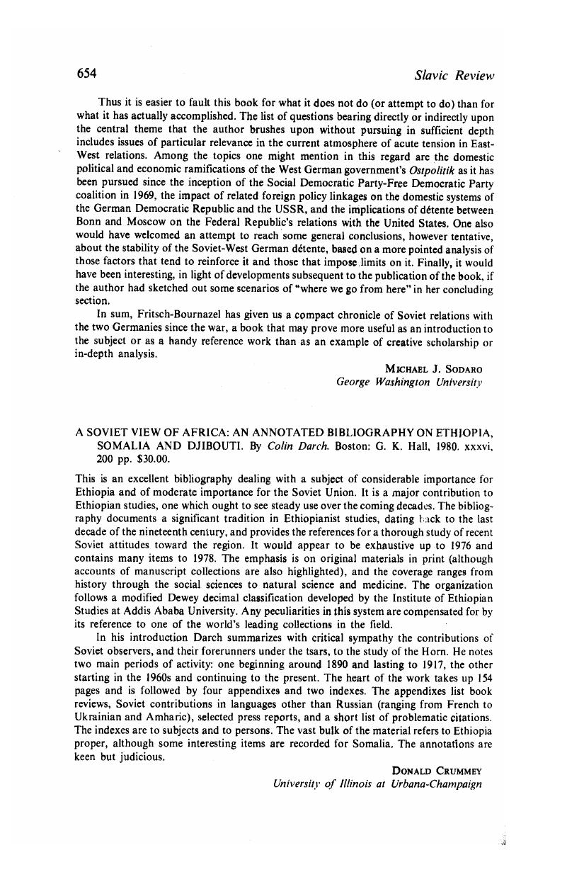 A Soviet View of Africa: An Annotated Bibliography On Ethiopia, Somalia ...