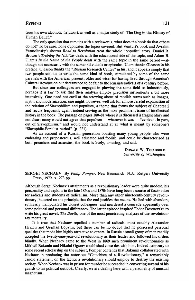 Sergei Nechaev. By Philip Pomper. New Brunswick, N.J.: Rutgers ...