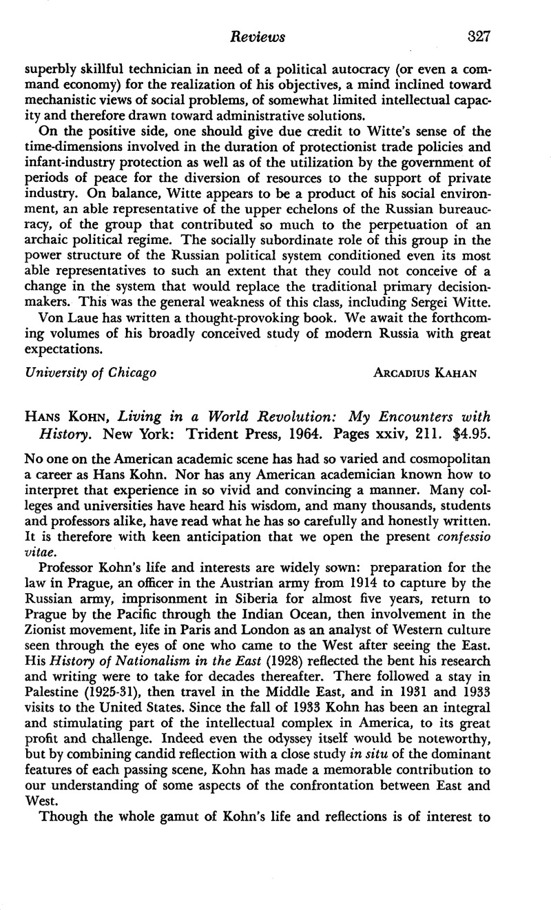 Hans Kohn, Living in a World Revolution: My Encounters with History ...