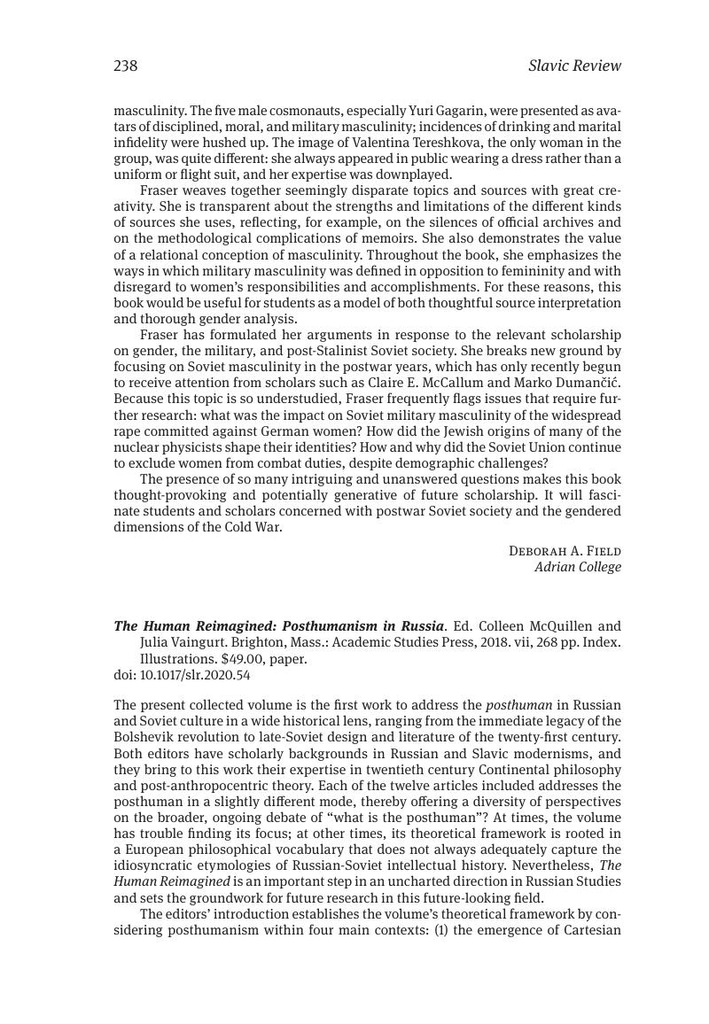 The Human Reimagined: Posthumanism in Russia. Ed. Colleen McQuillen and ...