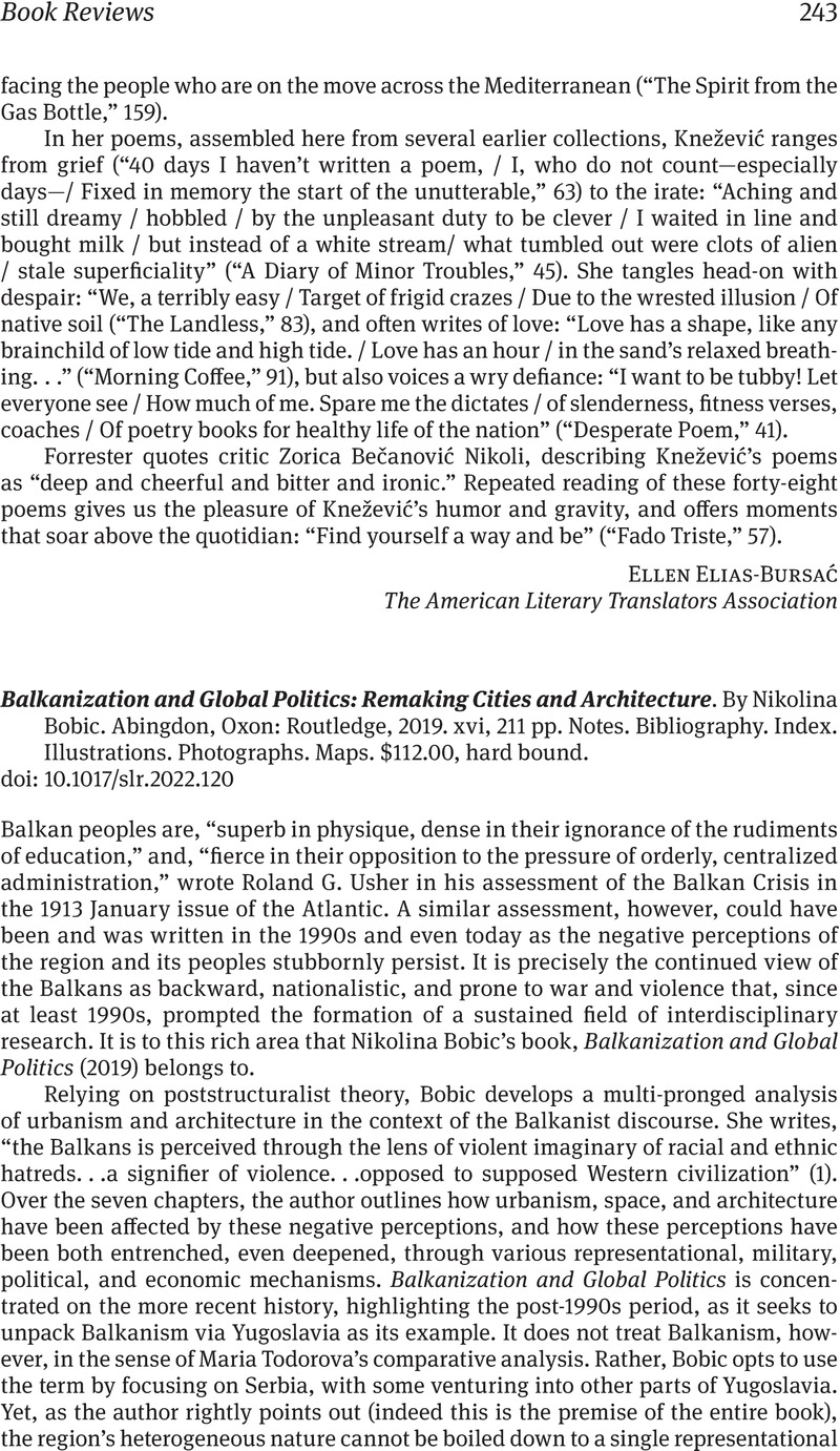 Balkanization and Global Politics: Remaking Cities and Architecture. By ...