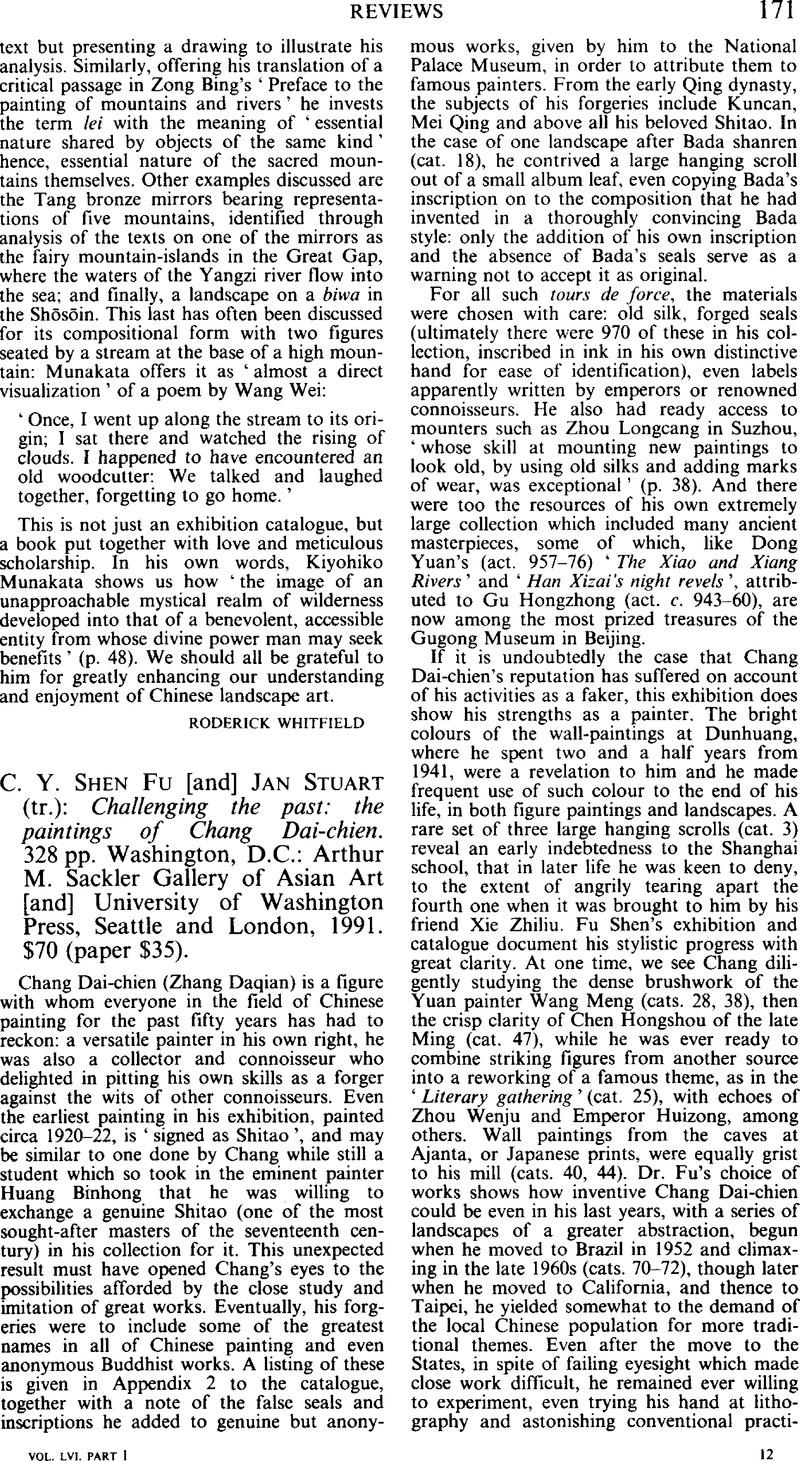 C. Y. Shen Fu [and] Jan Stuart (tr.): Challenging the past: the ...