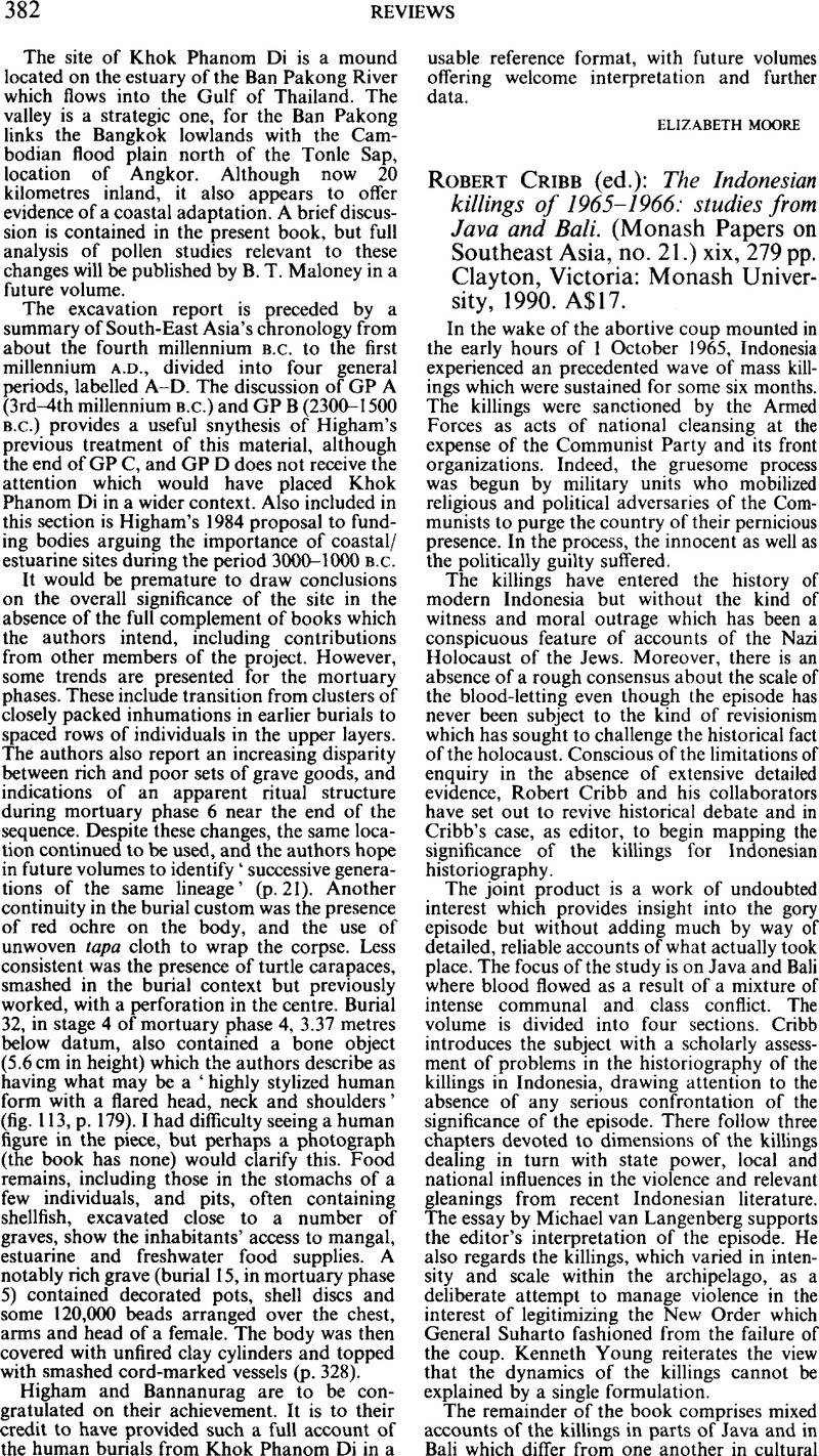 Robert Cribb (ed.): The Indonesian killings of 1965–1966: studies from ...