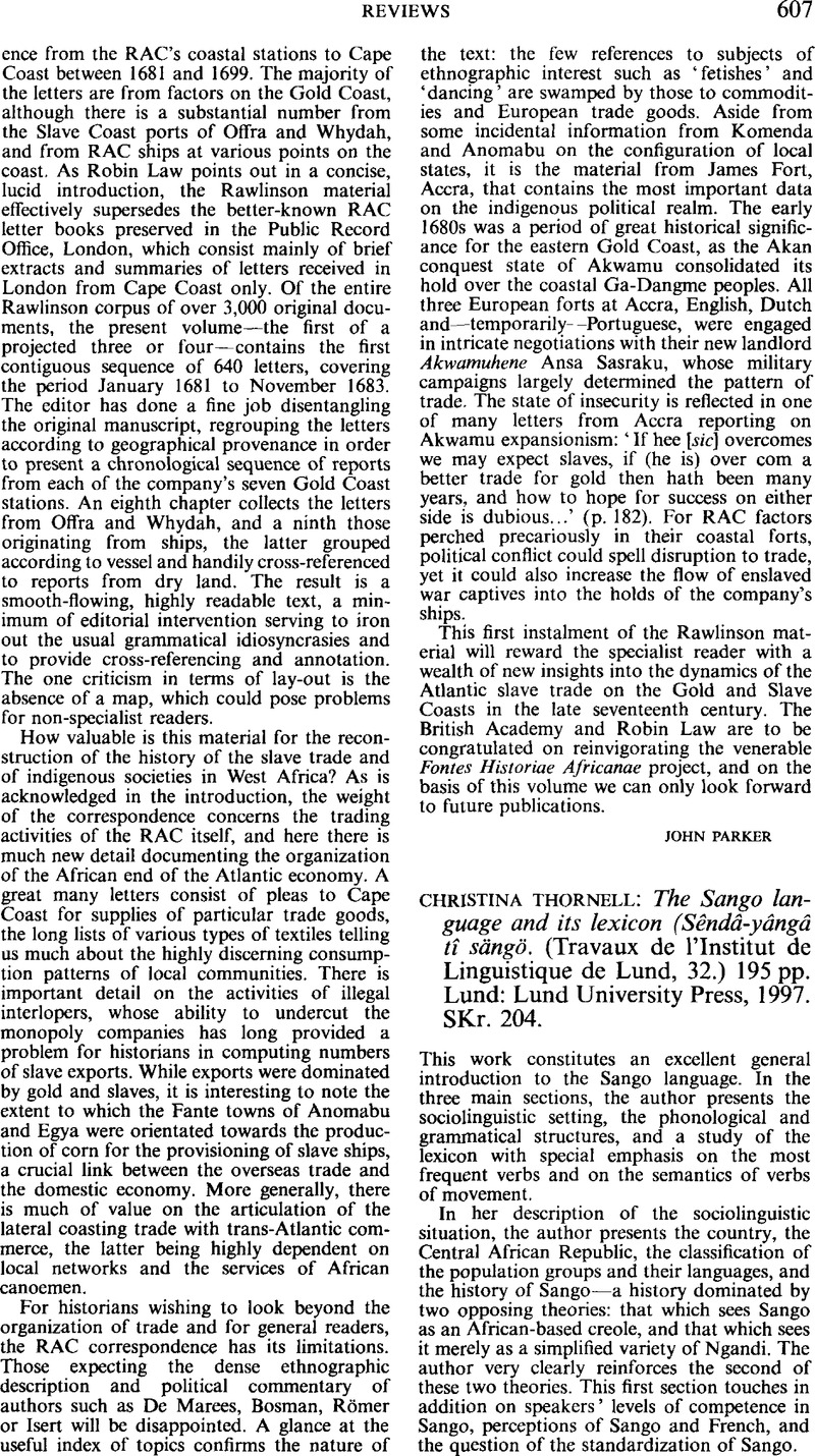 Christina Thornell: The Sango language and its lexicon (Sêdâ-yângâ tî ...