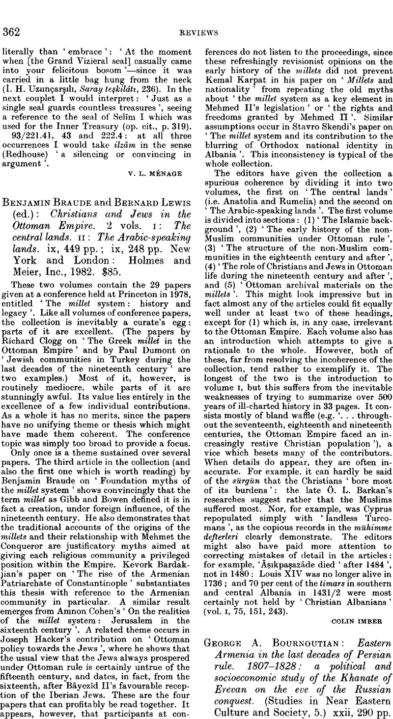 Benjamin Braude and Bernard Lewis (ed.): Christians and Jews in the ...