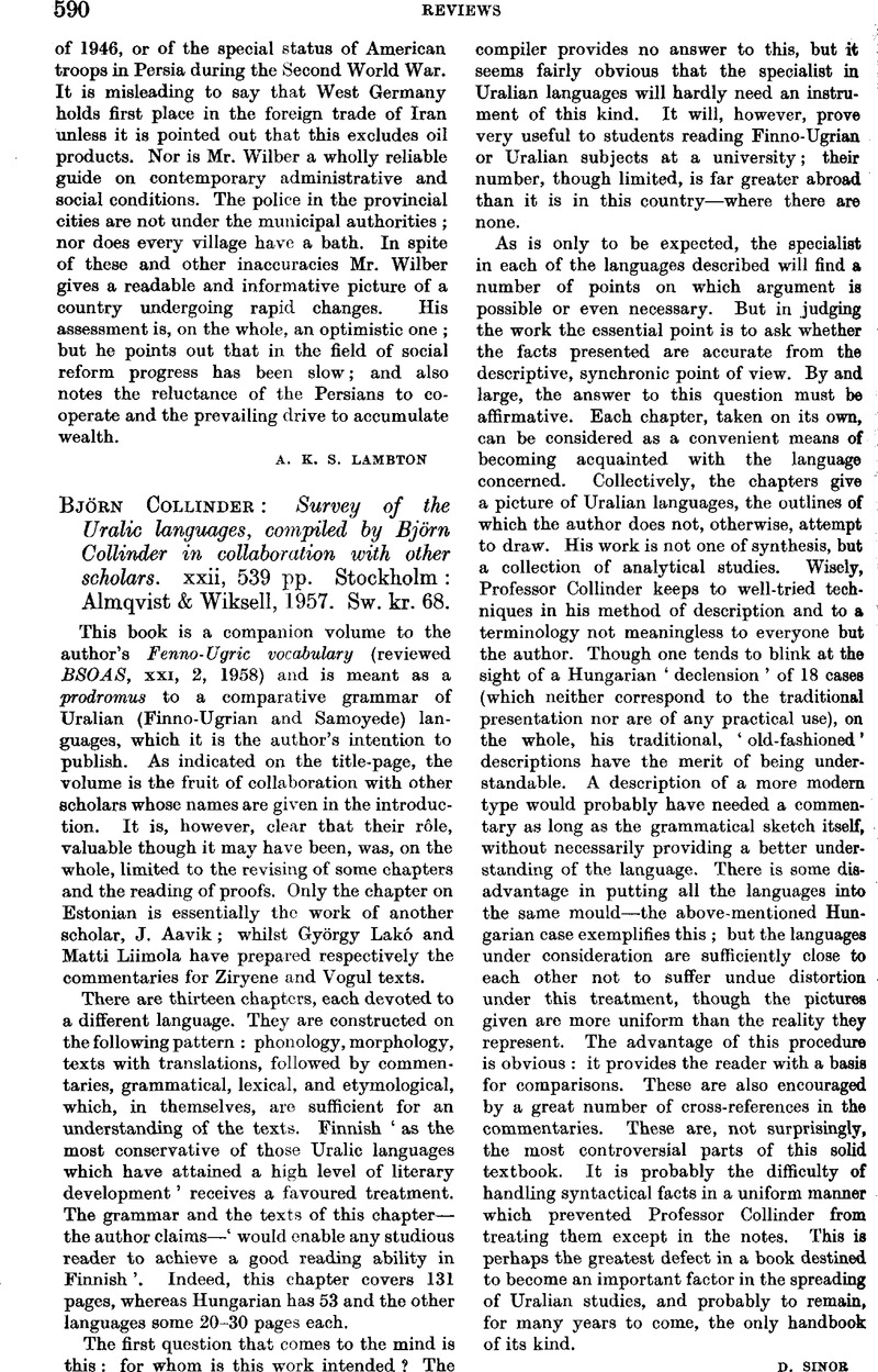 Björn Collinder: Survey of the Uralic languages, compiled by Björn ...