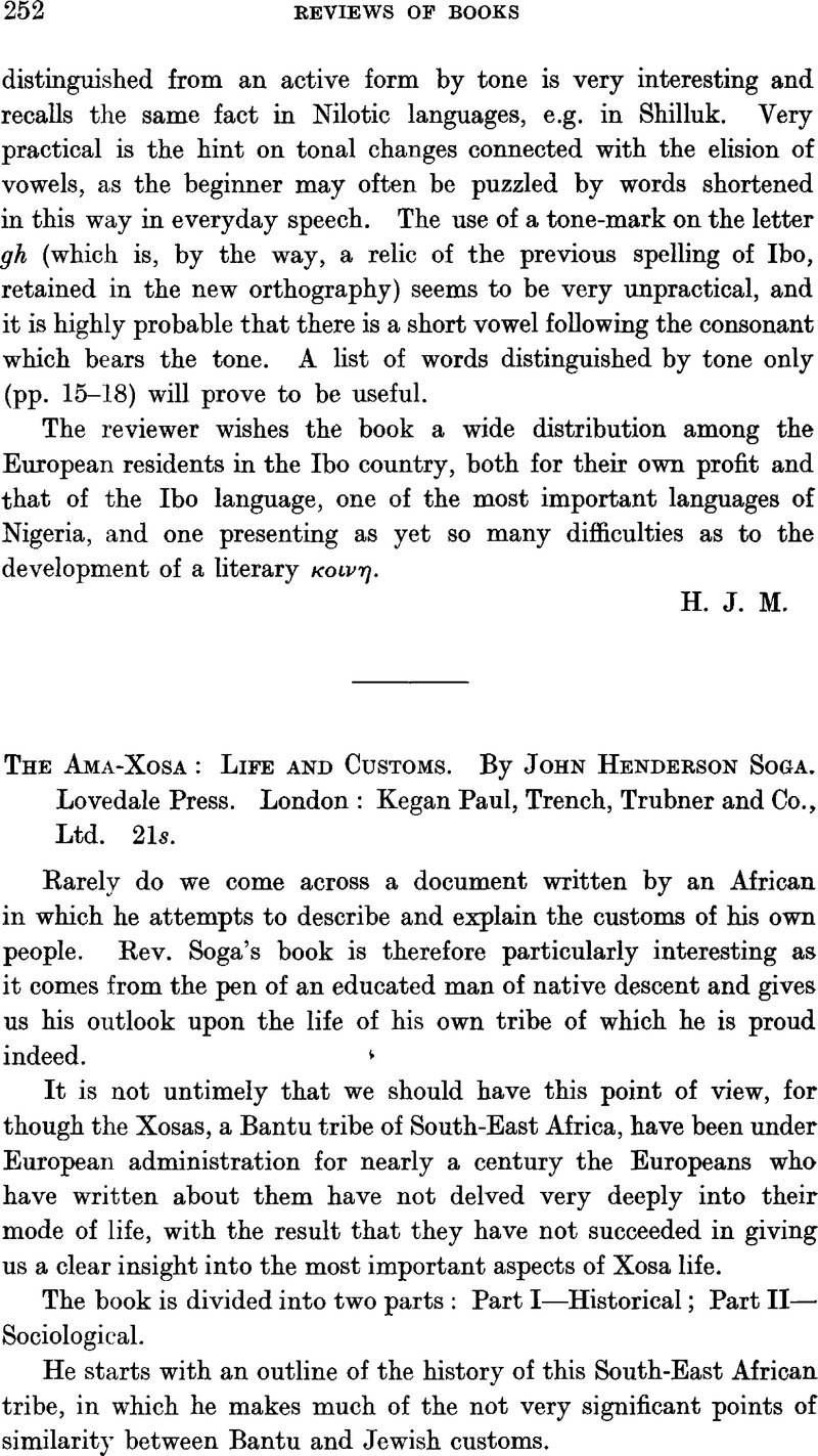 The Ama-Xosa: Life and Customs. By John Henderson Soga. Lovedale Press ...