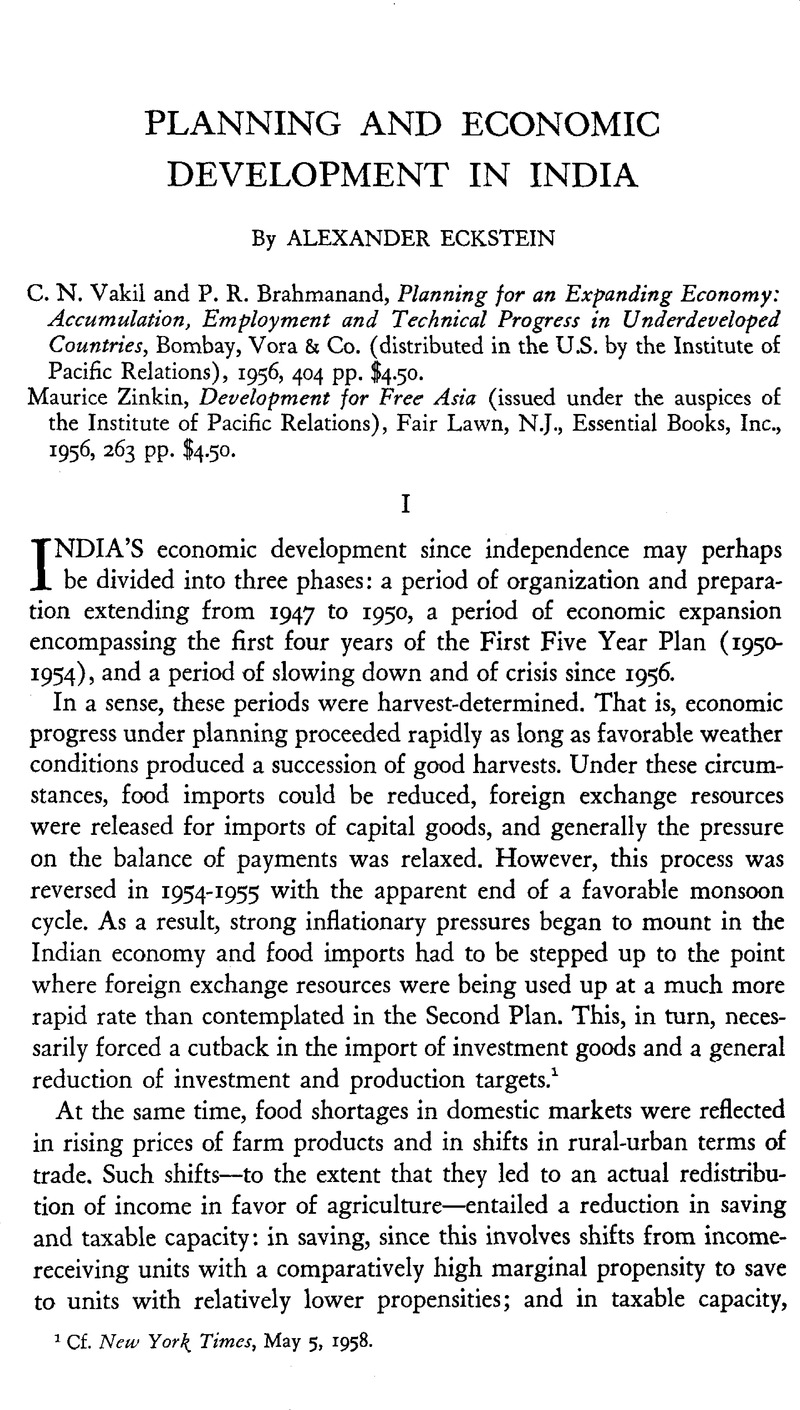 Planning and Economic Development in India | World Politics | Cambridge ...