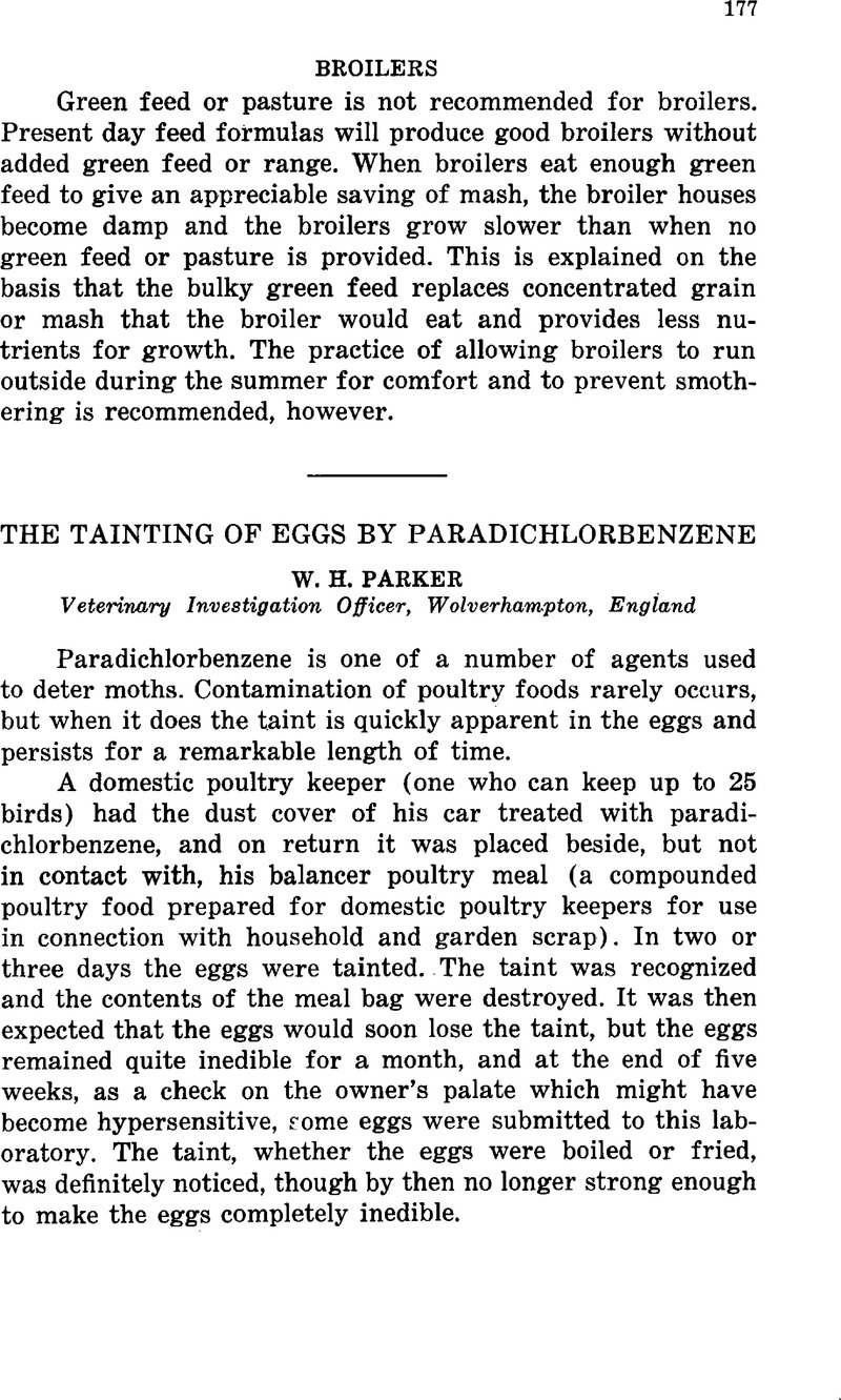 The Tainting of Eggs by Paradichlorbenzene | World's Poultry Science ...