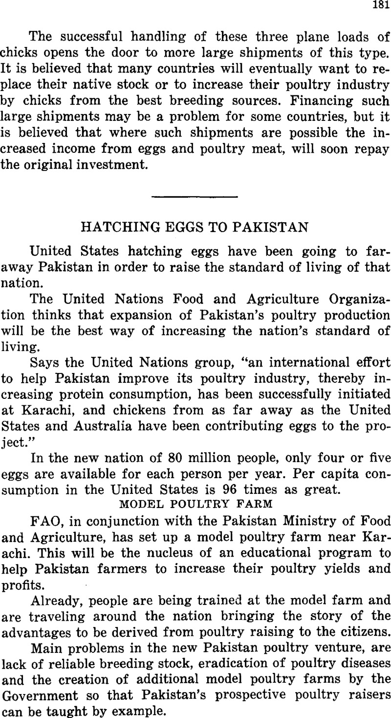 Hatching Eggs to Pakistan | World's Poultry Science Journal | Cambridge ...