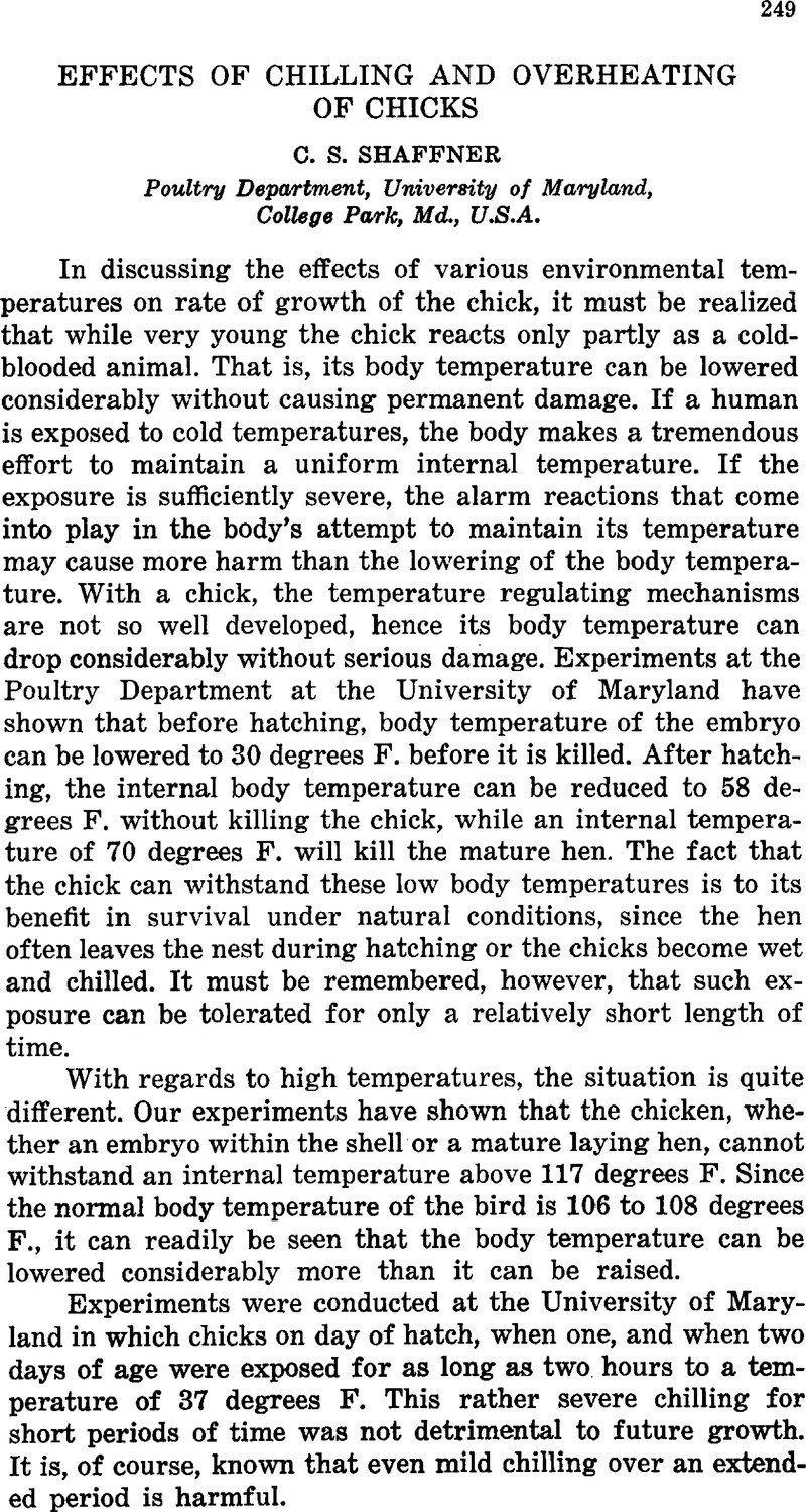 Effects of Chilling and Overheating of Chicks | World's Poultry Science ...