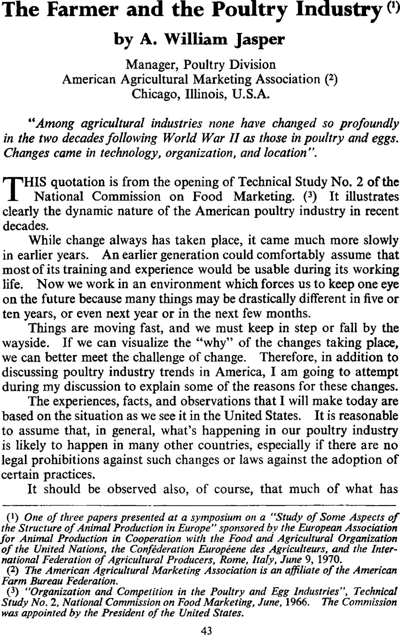 The Farmer and the Poultry Industry(1) | World's Poultry Science ...