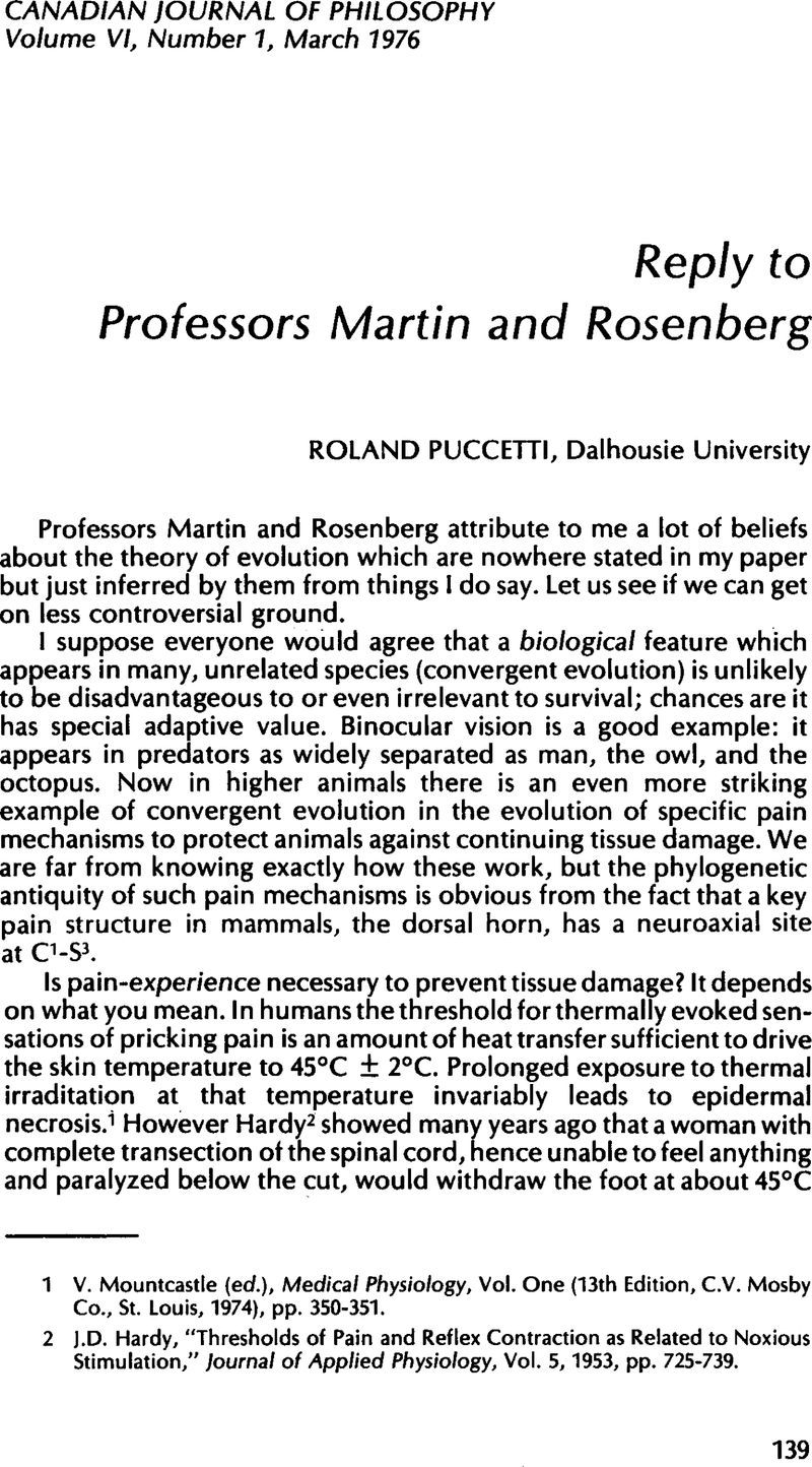 Reply to Professors Martin and Rosenberg | Canadian Journal of ...
