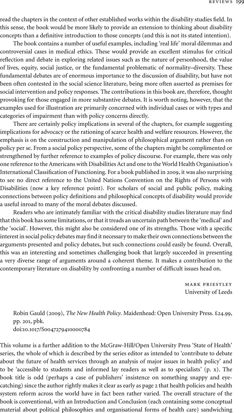 Robin Gauld (2009), The New Health Policy. Maidenhead: Open University ...