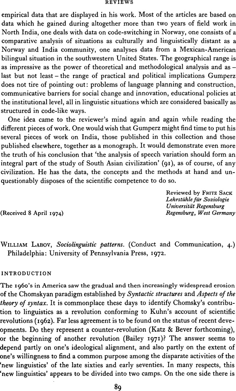 William Labov, Sociolinguistic patterns. (Conduct and Communication, 4 ...
