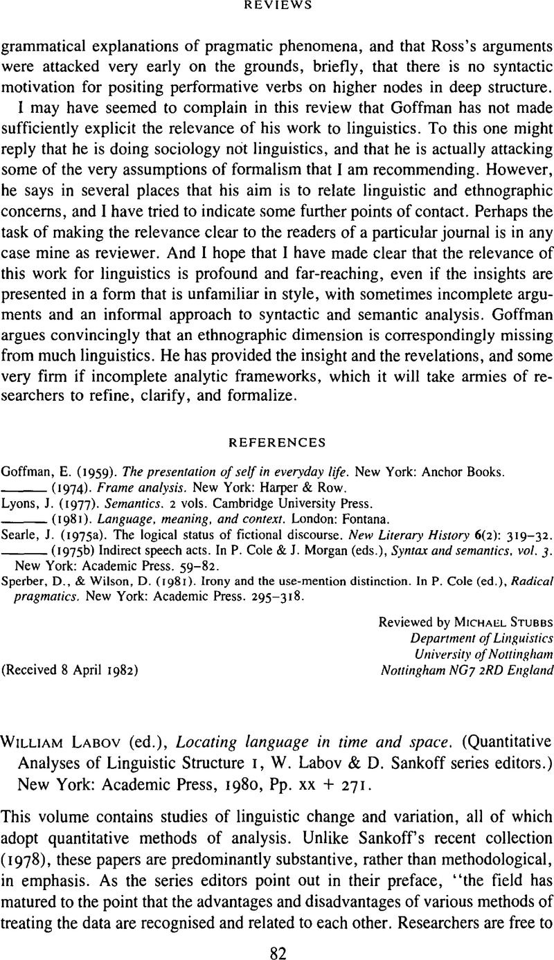William Labov (ed.), Locating language in time and space. (Quantitative ...