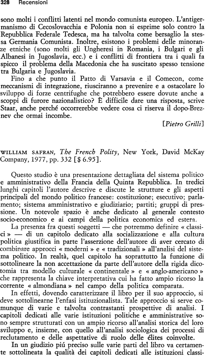 William Safran, The French Polity, New York, David McKay Company, 1977 ...